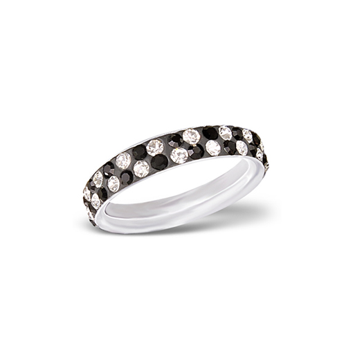 Wholesale Sterling Silver Jet Two Lined Crystal Ring | Safasilver