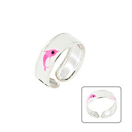 Wholesale Silver White with Pink Dolphin Toe Ring | Safasilver