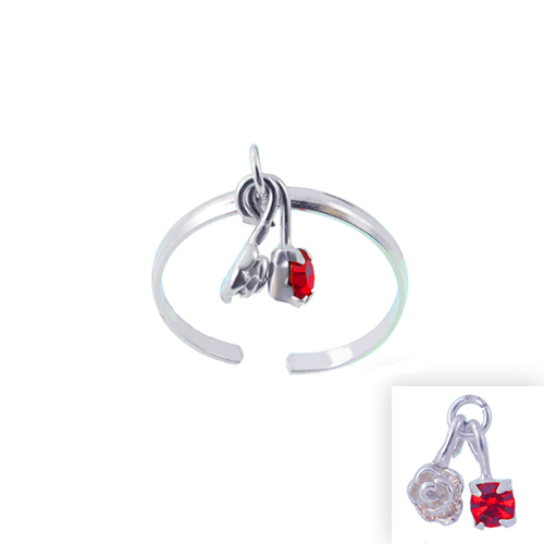 Wholesale Silver Dangle Rose With Crystal Toe Ring | Safasilver
