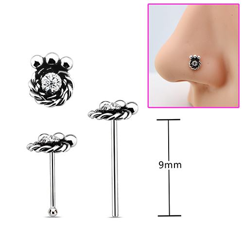 Big Celtic Knot Crystal Silver Nose Studs Antique Celtic Nose Studs Safasilver