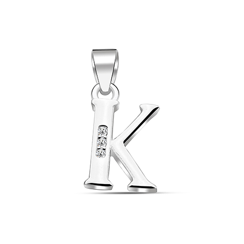 Wholesale Silver Cubic Zirconia K Letter Pendant | Safasilver
