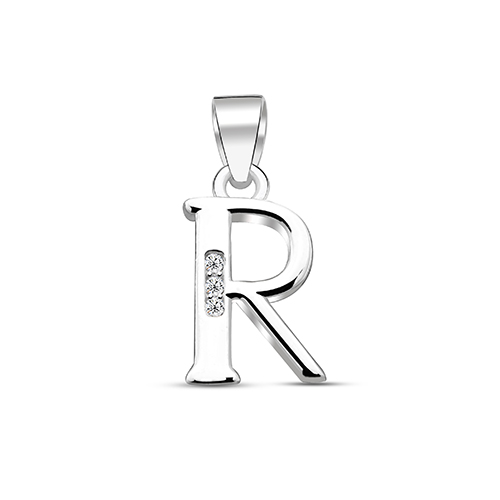 Wholesale Silver Cubic Zirconia R Letter Pendant | Safasilver