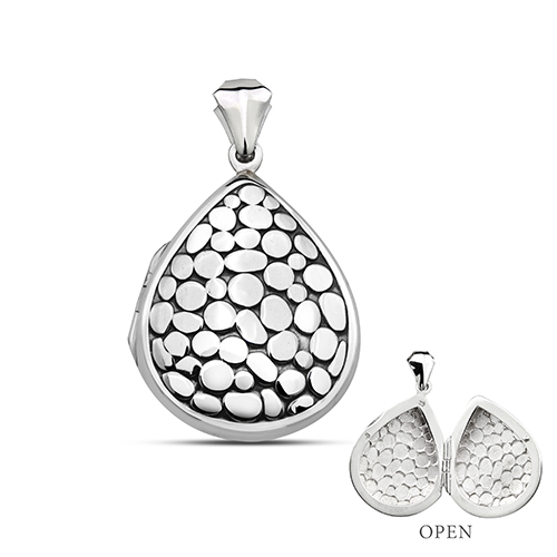Wholesale Silver Pebble Teardrop Locket Pendant | Safasilver