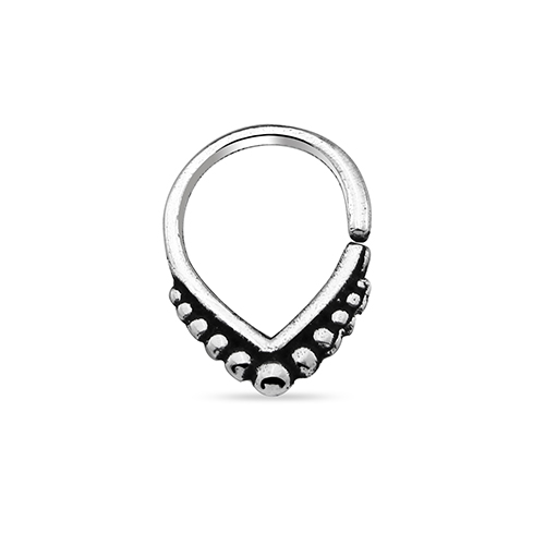 Nose piercing Septum Tear Drop Silver Oxidized Tribal Style | Safasilver