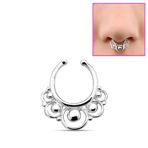 Wholesale 925 Silver Filigree Ball Beaded Nose Septum | Safasilver
