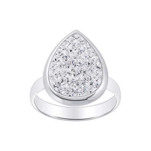 Wholesale Silver Teardrop Pave Crystal Ring | Safasilver
