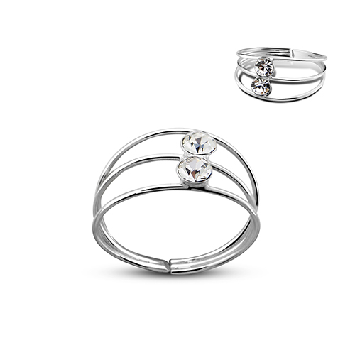 Wholesale Silver Crystal With 3 Layers Toe Ring | Safasilver