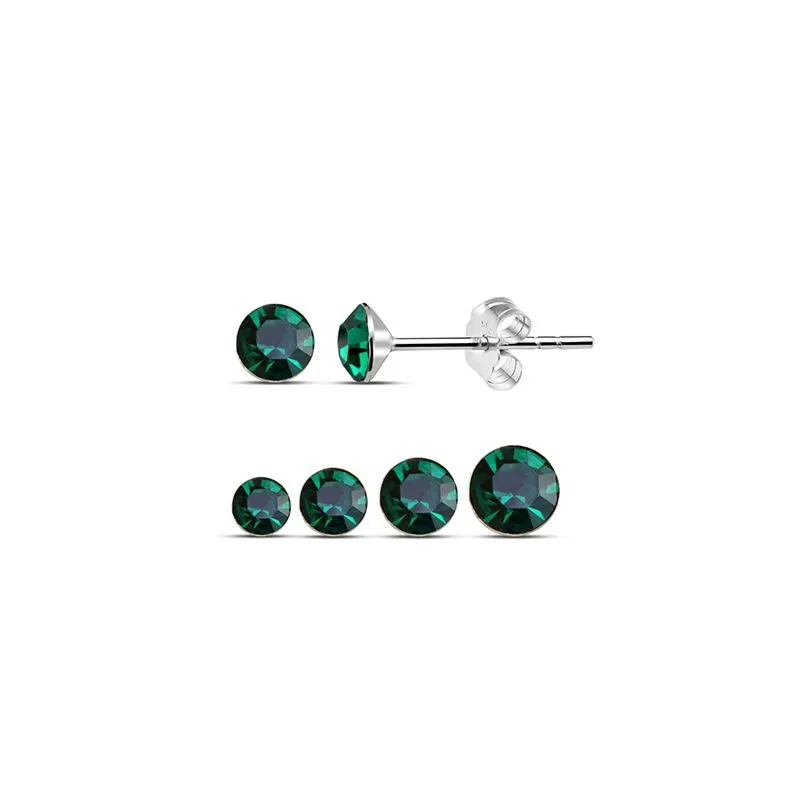 sterling silver emerald studs
